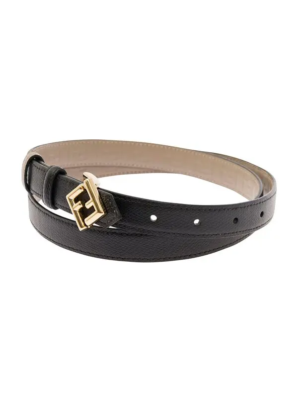 Fendi Black Reversible Belt With Ff Double Closure In Leather For