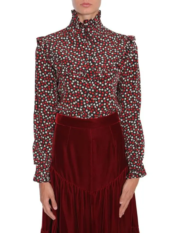 Saint Laurent Stand Up Collar Blouse - Black