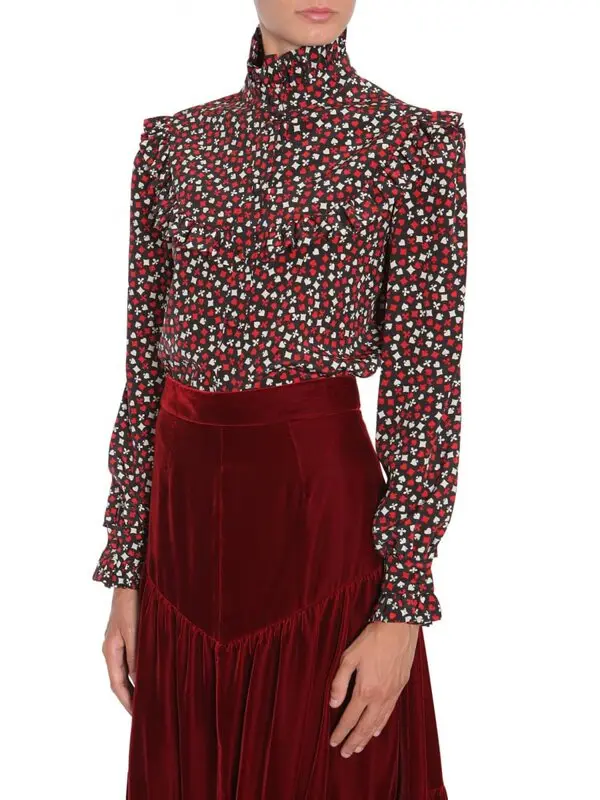 Saint Laurent Stand Up Collar Blouse - Black