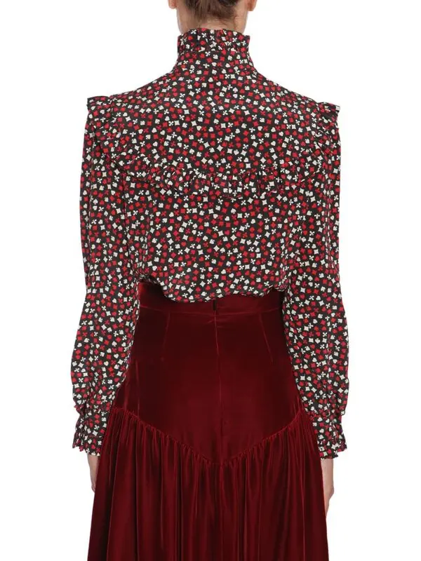 Saint Laurent Stand Up Collar Blouse - Black