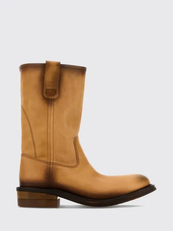 Miu Miu Leather Ankle Boots - Brown