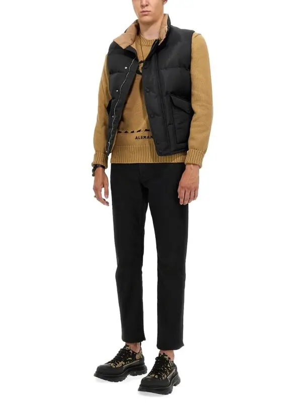 Alexander McQueen Graffiti Logo Print Down Vest - Black