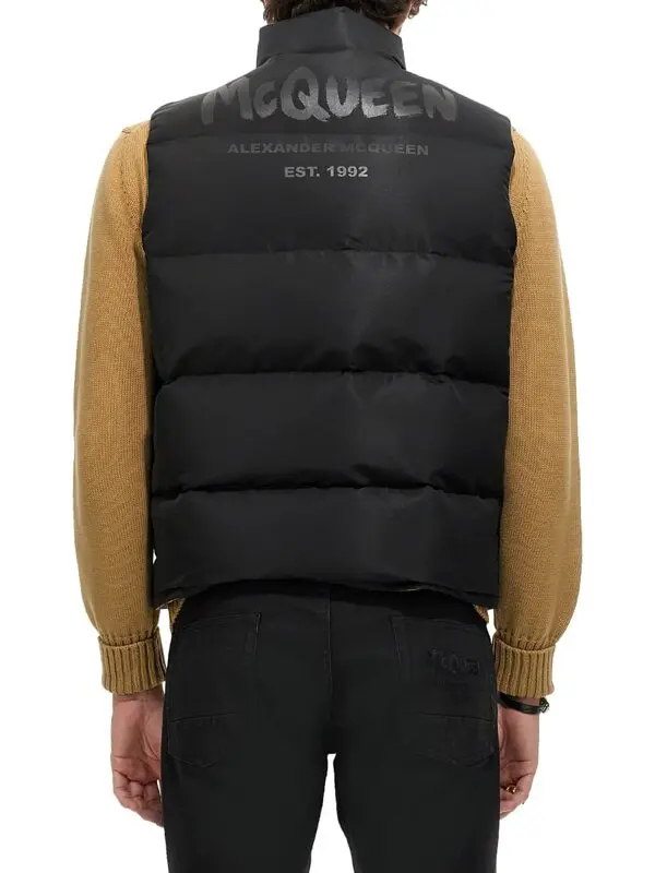 Alexander McQueen Graffiti Logo Print Down Vest - Black