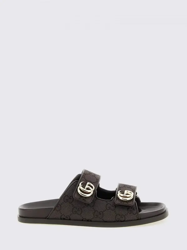 Gucci Gg Jacquard Monogram Canvas Sandals - Brown