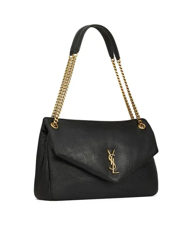 Saint Laurent Calypso Large Bag In Natural Grain Lambskin - Black