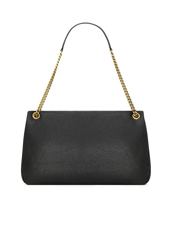 Saint Laurent Calypso Large Bag In Natural Grain Lambskin - Black