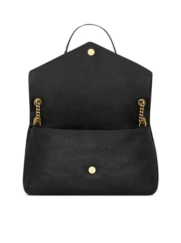 Saint Laurent Calypso Large Bag In Natural Grain Lambskin - Black