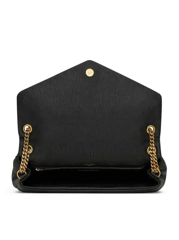 Saint Laurent Calypso Large Bag In Natural Grain Lambskin - Black