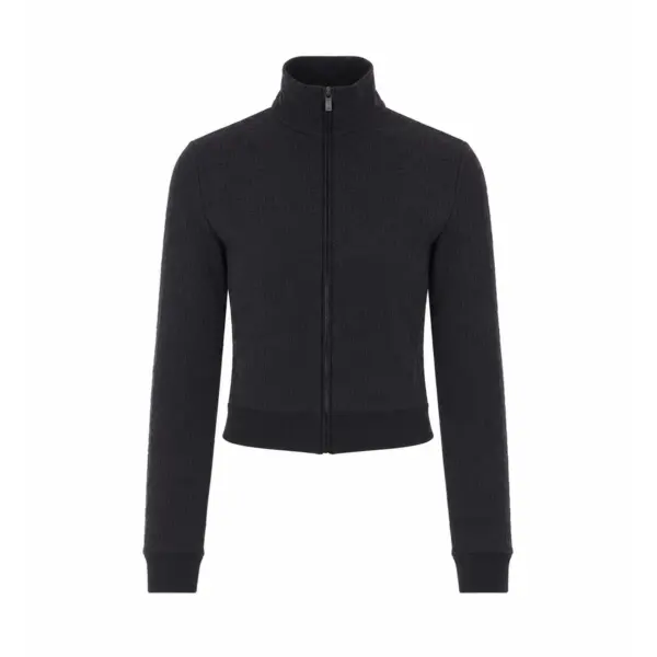 Gucci Gg Jacquard Jersey Jacket With Zipper - Black