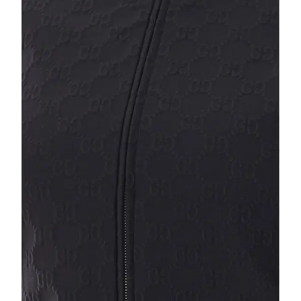 Gucci Gg Jacquard Jersey Jacket With Zipper - Black