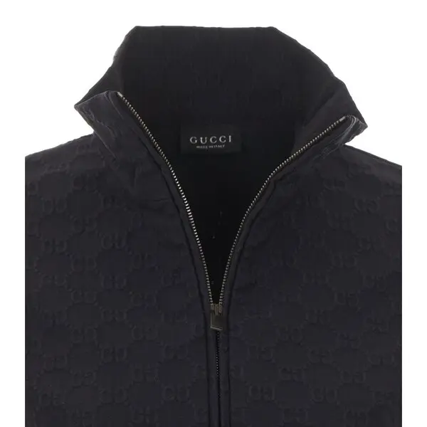 Gucci Gg Jacquard Jersey Jacket With Zipper - Black