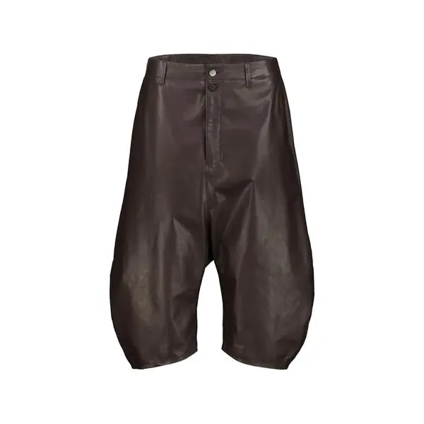 LEMAIRE Cropped Velvet Cow Leather Trousers - Brown