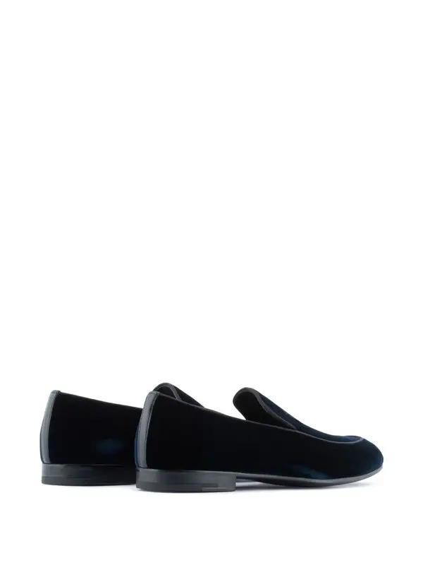 Giorgio Armani Embroidered Logo Velvet Loafers