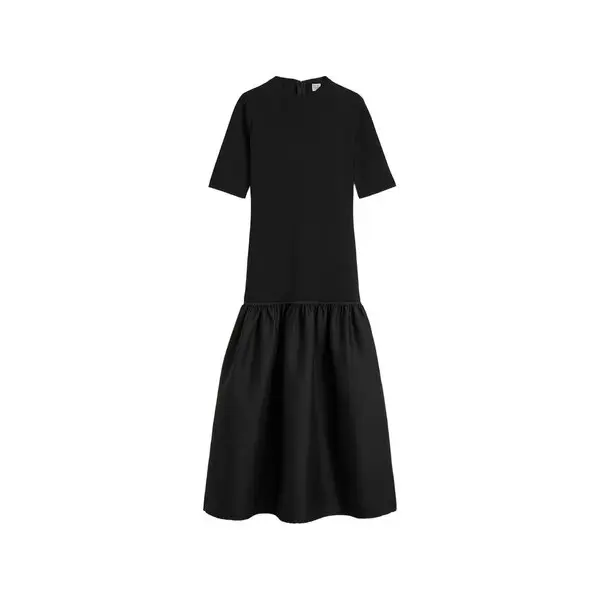TOTEME Short Sleeve Round Neck Day Dress - Black
