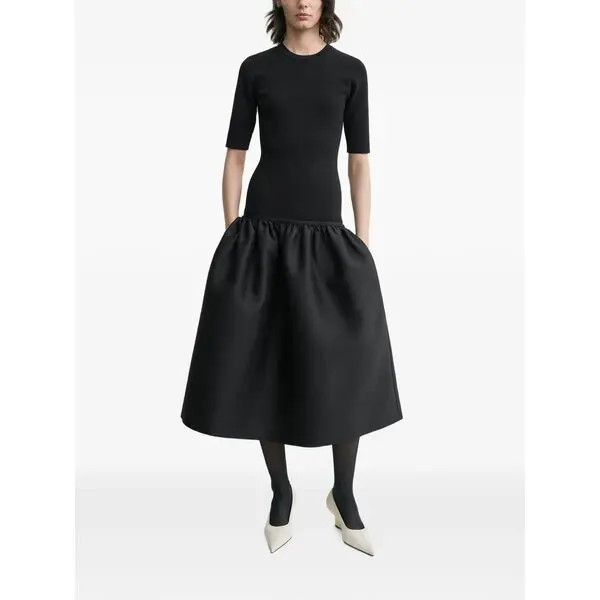 TOTEME Short Sleeve Round Neck Day Dress - Black