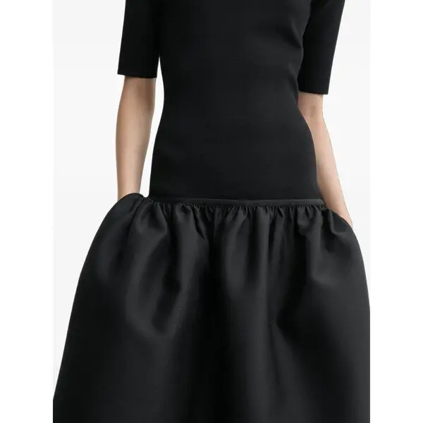 TOTEME Short Sleeve Round Neck Day Dress - Black