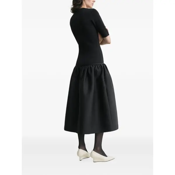TOTEME Short Sleeve Round Neck Day Dress - Black