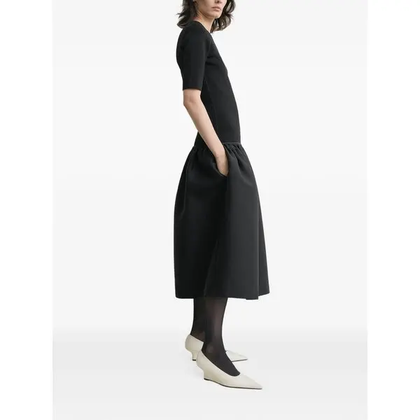 TOTEME Short Sleeve Round Neck Day Dress - Black