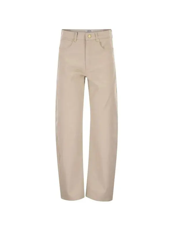 Max Mara Stretch Cotton Bull Trousers - Cream