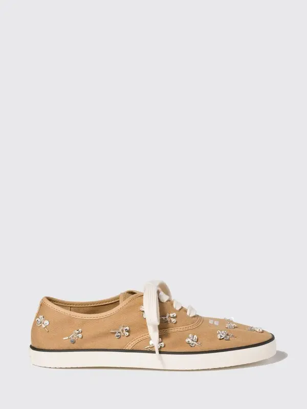 Miu Miu Drill Sneakers With Rhinestones - Cream