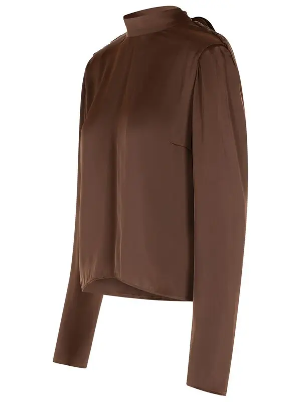 ROTATE BY BIRGER CHRISTENSEN Bowina Polyester Blouse - Brown