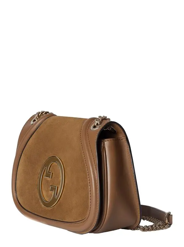 Gucci Handbag With Double G Plaque On The Front And Adjustable And Removable Chain-link Shoulder Strap In Suede - Brown