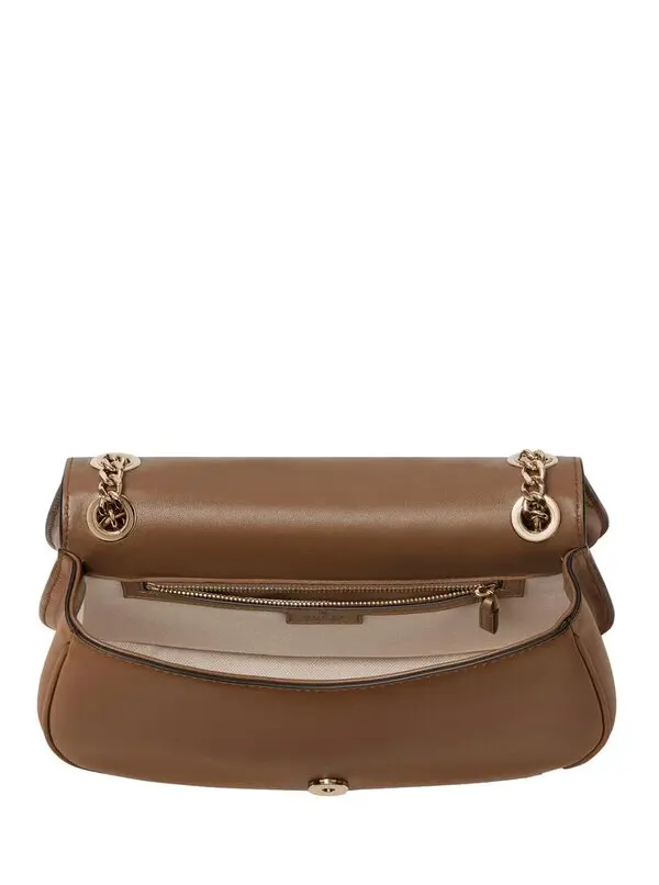 Gucci Handbag With Double G Plaque On The Front And Adjustable And Removable Chain-link Shoulder Strap In Suede - Brown