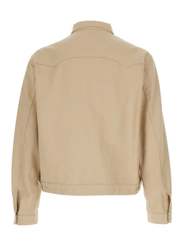 Dsquared2 Beige Jacket With Classic Collar And Applied Pockets In Cotton For