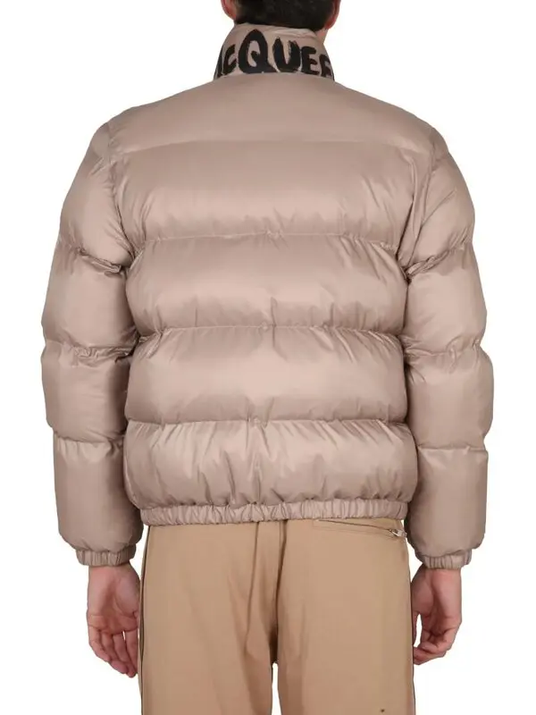 Alexander McQueen Graffiti Logo Print Down Jacket - Cream