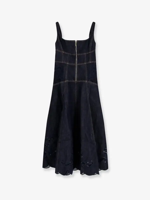 SELF-PORTRAIT Denim Midi Dress - Blue