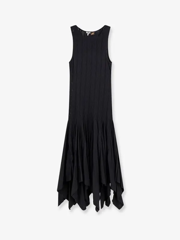 Loewe Paula's Ibiza Embroidered Cotton Long Dress - Black