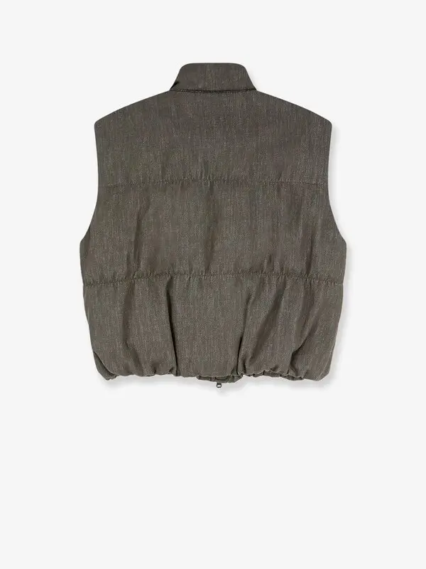 Brunello Cucinelli Sleeveless Twill-denim Padded Down Jacket - Multicolor