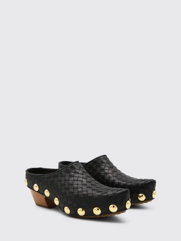 Bottega Veneta Gondola Woven Leather Mules - Black