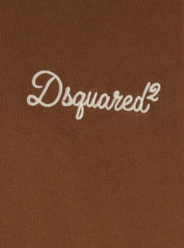 Dsquared2 Hoodie With Drawstring And Logo Lettering On The Front In Cotton For - Brown