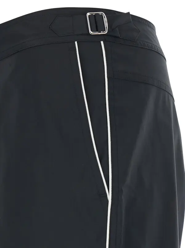 TOM FORD Black Swim Shorts With Side Buckled Strap Details In Tech Fabric