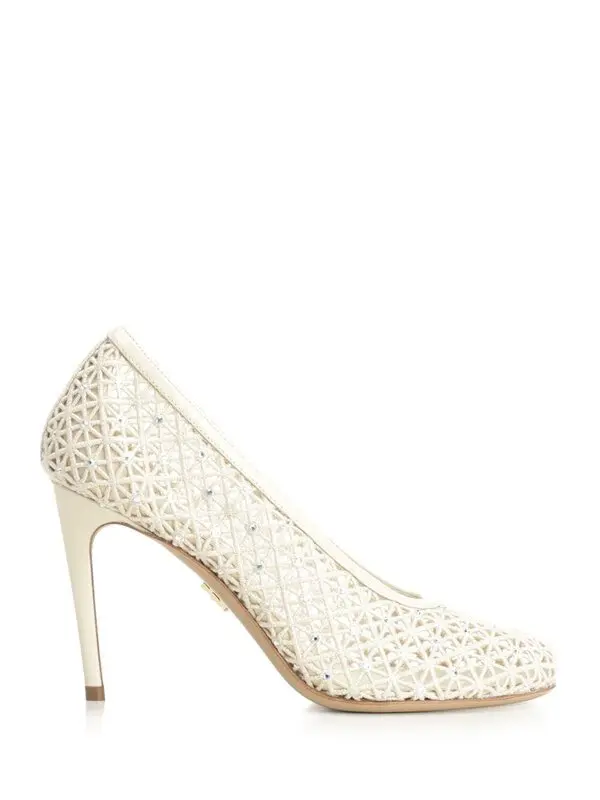 FERRAGAMO Macramé Pumps - White