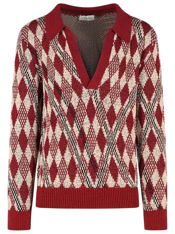 Dries Van Noten Macrame' Burgundy Viscose Blend Sweater