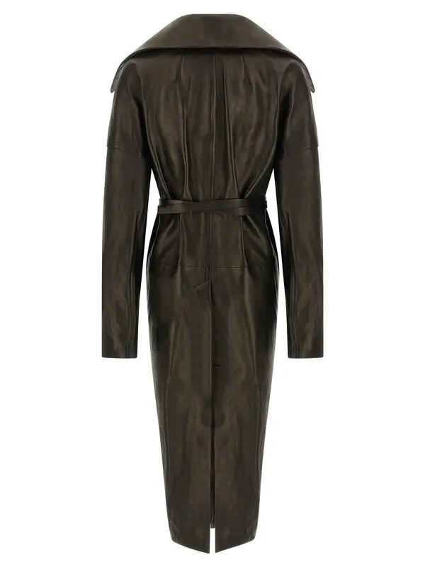 Rick Owens Dracucollar Belted Leather Coat