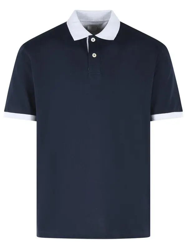 Eleventy Beige Cotton Polo Shirt - Blue