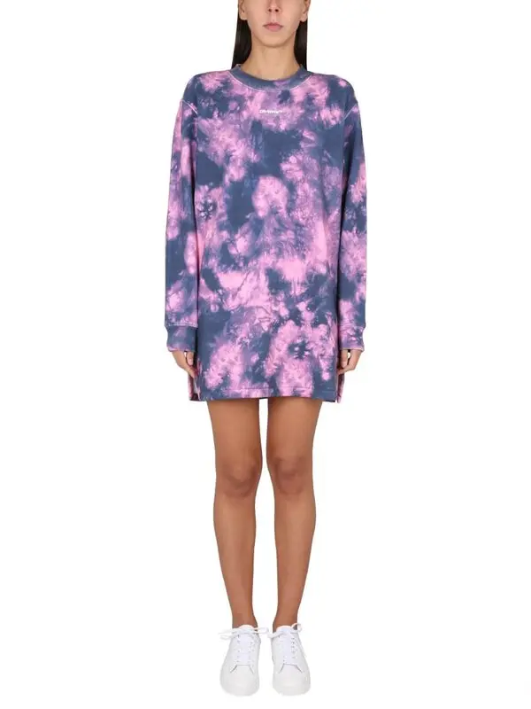 Off-White Sweatshirt Dress - Pink