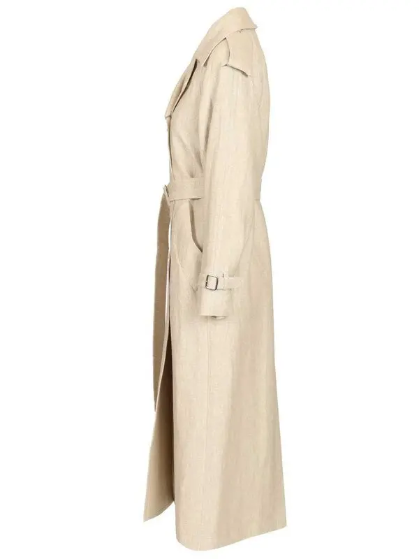 Max Mara Trench Double Breasted Coat - White