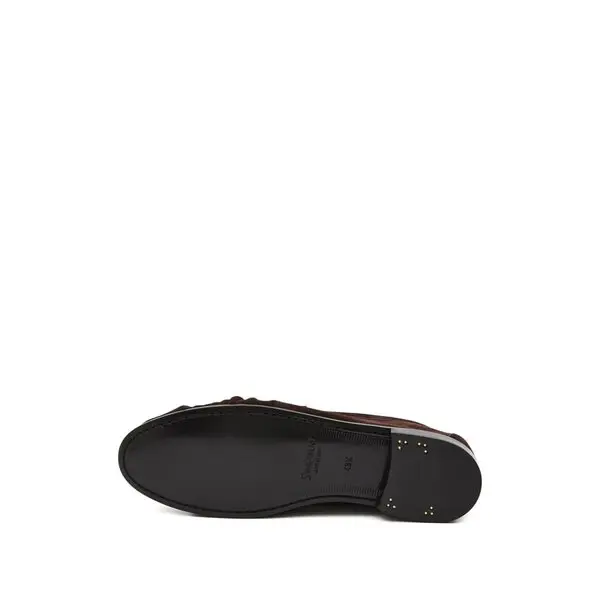 Saint Laurent Suede Cassandre Loafers - Brown