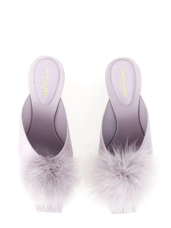 Saint Laurent Mae Satin Crepe Mule - Purple