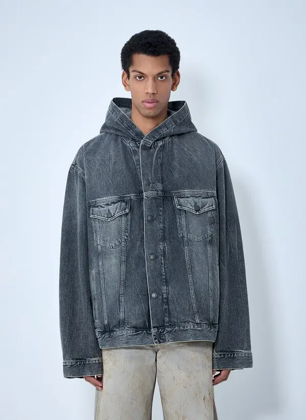 Acne Studios Hooded Denim Jacket - Black