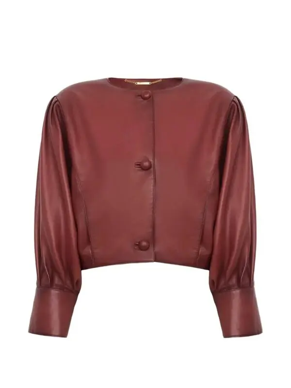 Chloé Cropped Collarless Jacket In Plongé Nappa Leather