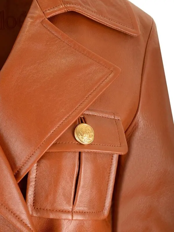 Chloé Leather Military Trench Coat