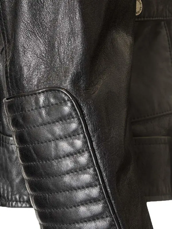 GOLDEN GOOSE Vintage-effect Leather Biker Jacket - Black