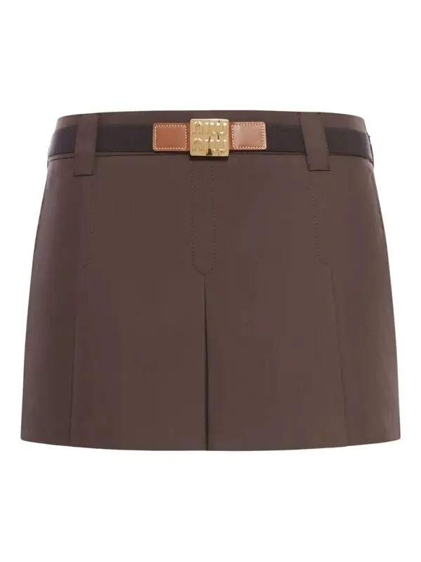 Miu Miu Gabardine Mini Skirt - Brown