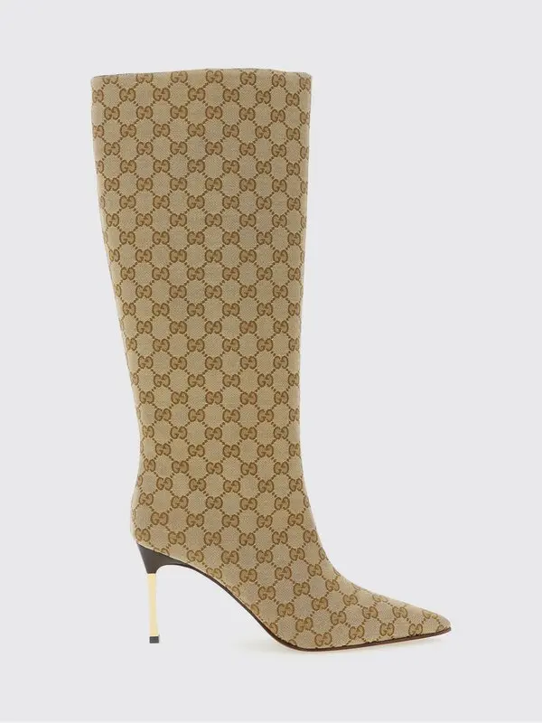 Gucci Bombshell Boots In Gg Jacquard Monogram Canvas