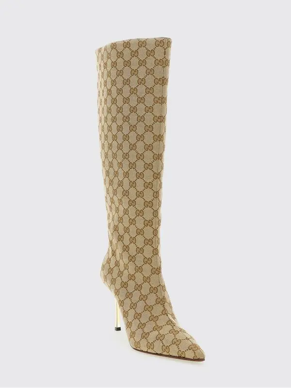 Gucci Bombshell Boots In Gg Jacquard Monogram Canvas
